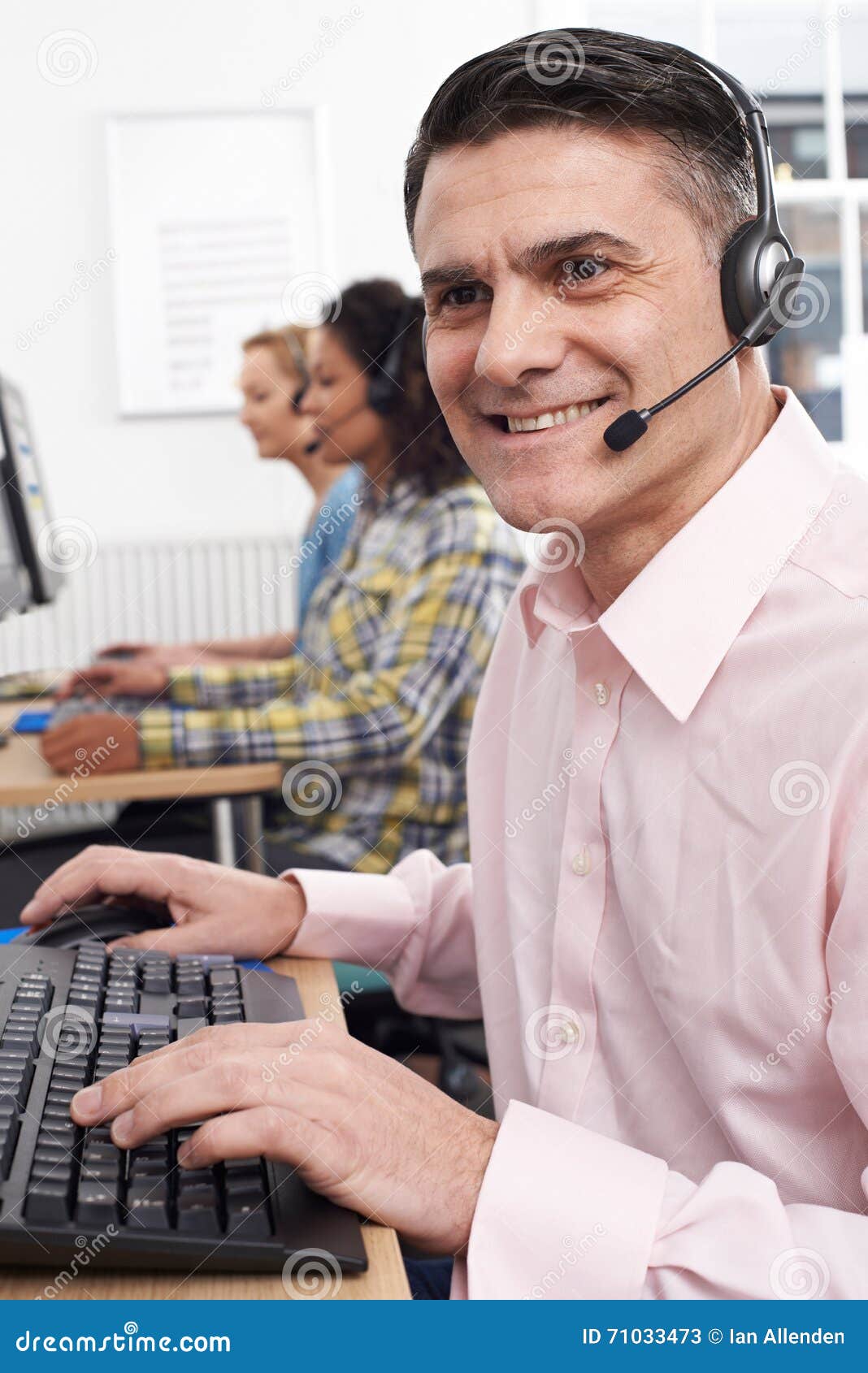 Male Customer Services Agent in Call Centre Stock Image - Image of ...