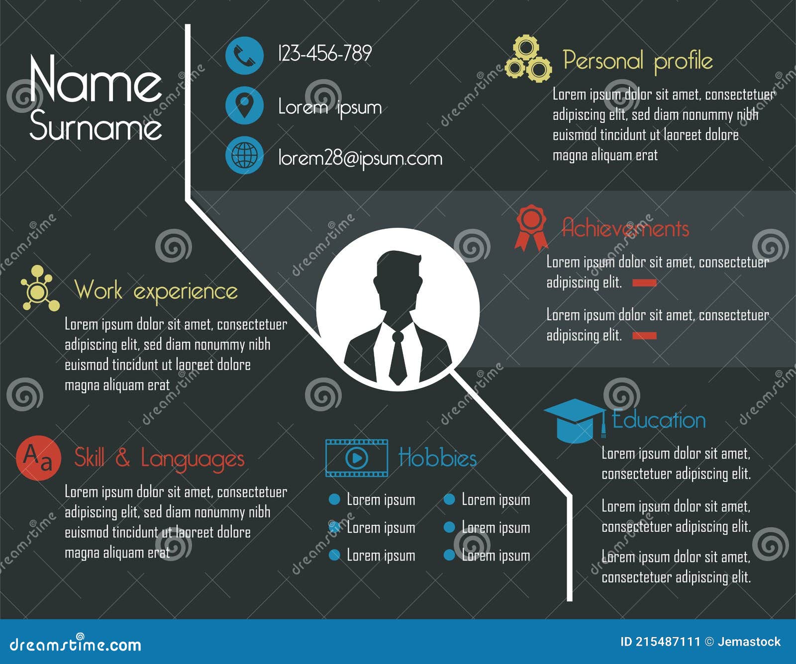 Male cv black stock vector. Illustration of employment - 215487111