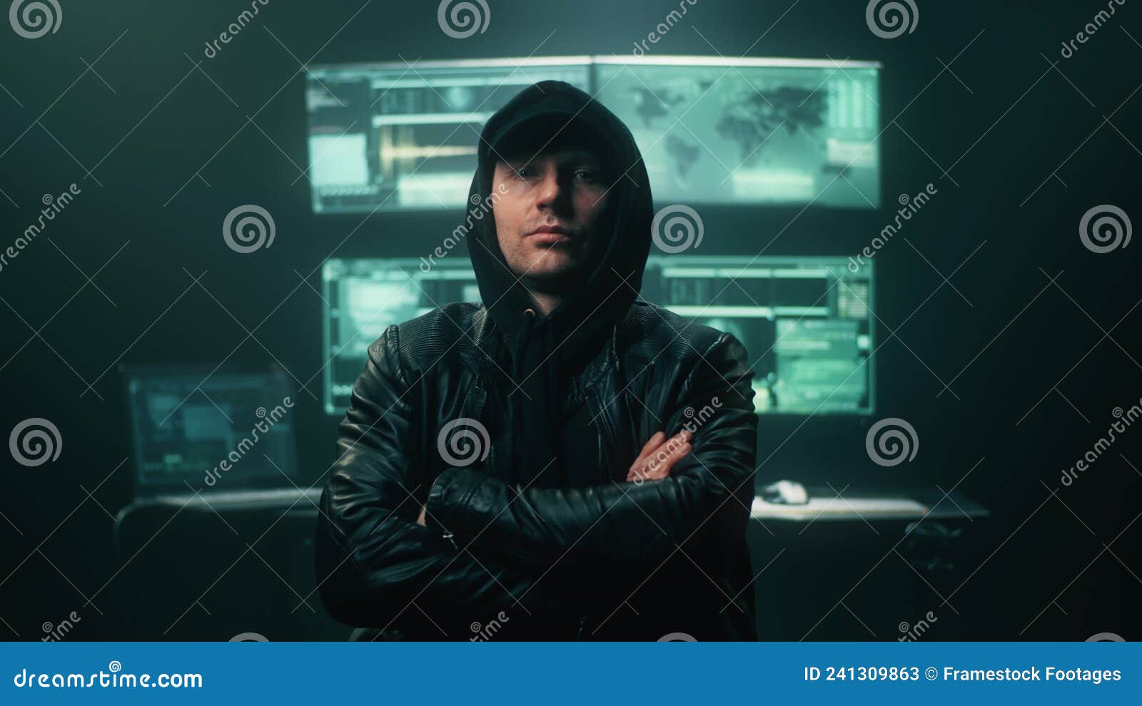 Serious Hacker Looking at the Camera Stock Video - Video of looking ...