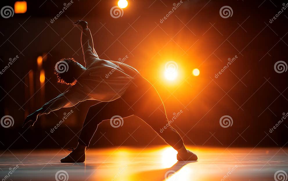 Male Dancer Performing Contemporary Dance in Dramatic Lighting Stock ...