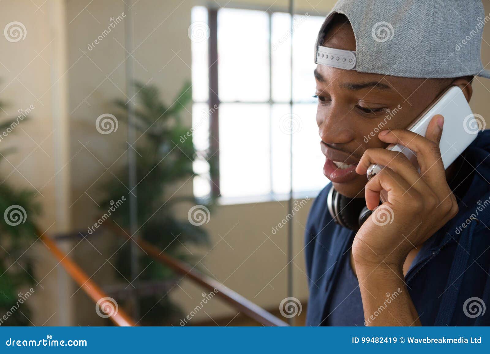 Dancer Talking on Mobile Phone in Studio Stock Image - Image of ...