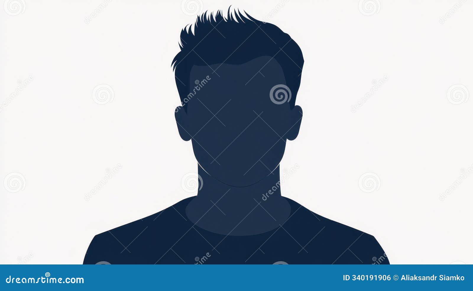 Male Default Avatar Profile Icon. Man Face Silhouette Person ...