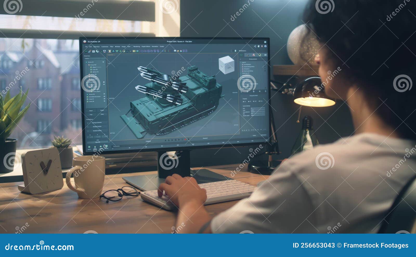 Man Drawing 3D Model of Missile Launcher Stock Video - Video of ...