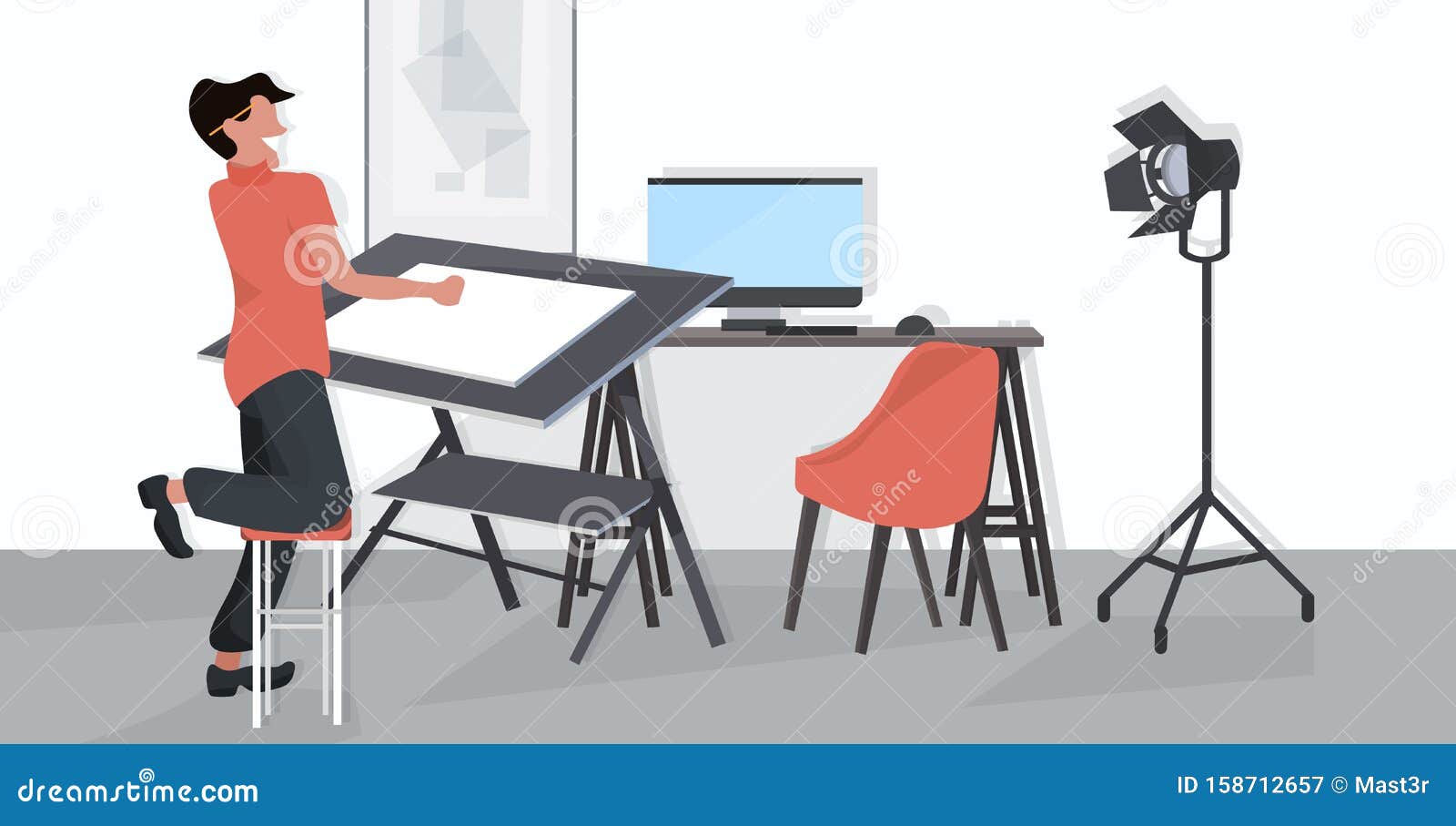 Male Designer Works With Augmented Reality Projection. Royalty-Free ...