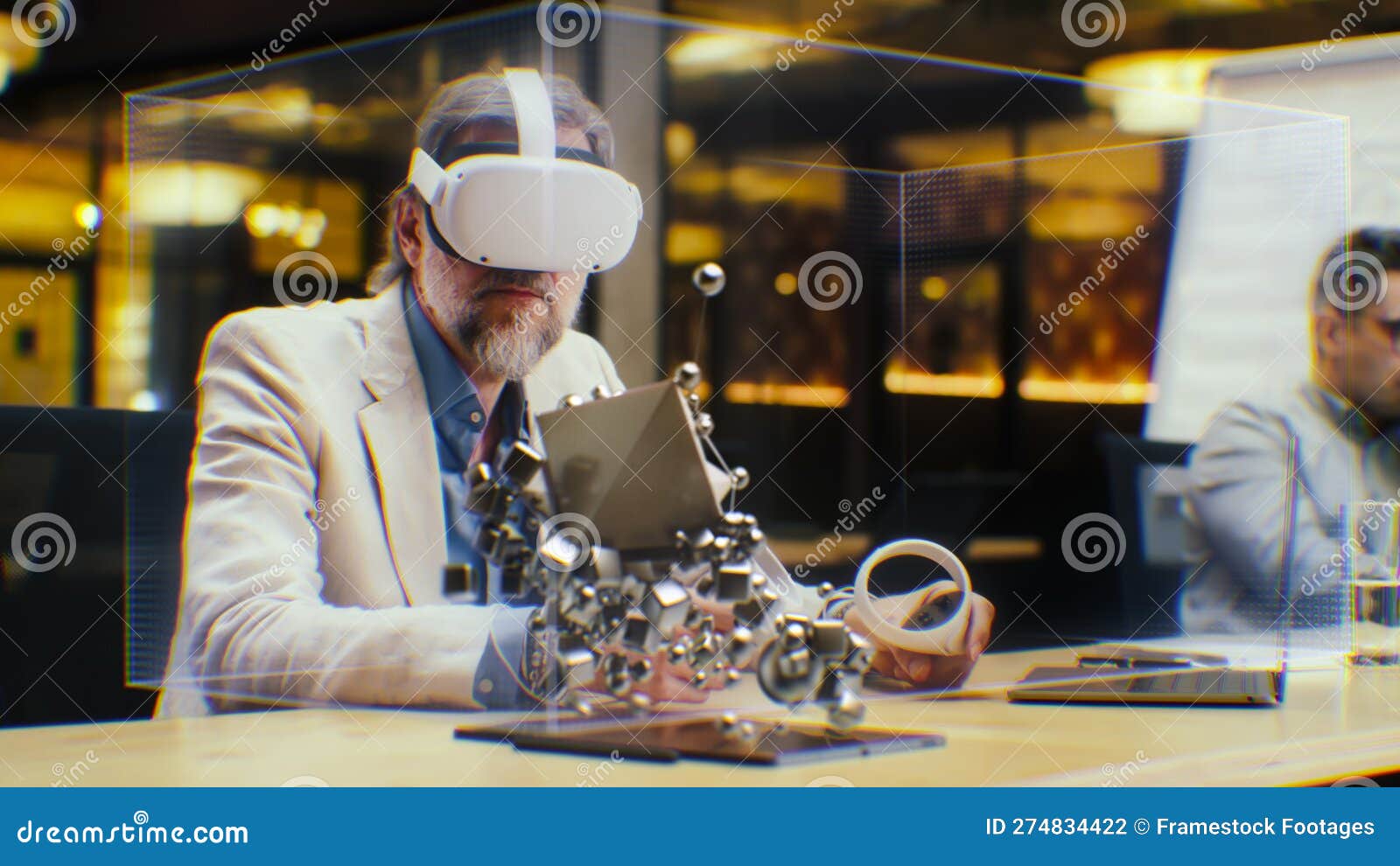 Male Designer in VR Headset Creates Abstract 3D Shape Stock ...