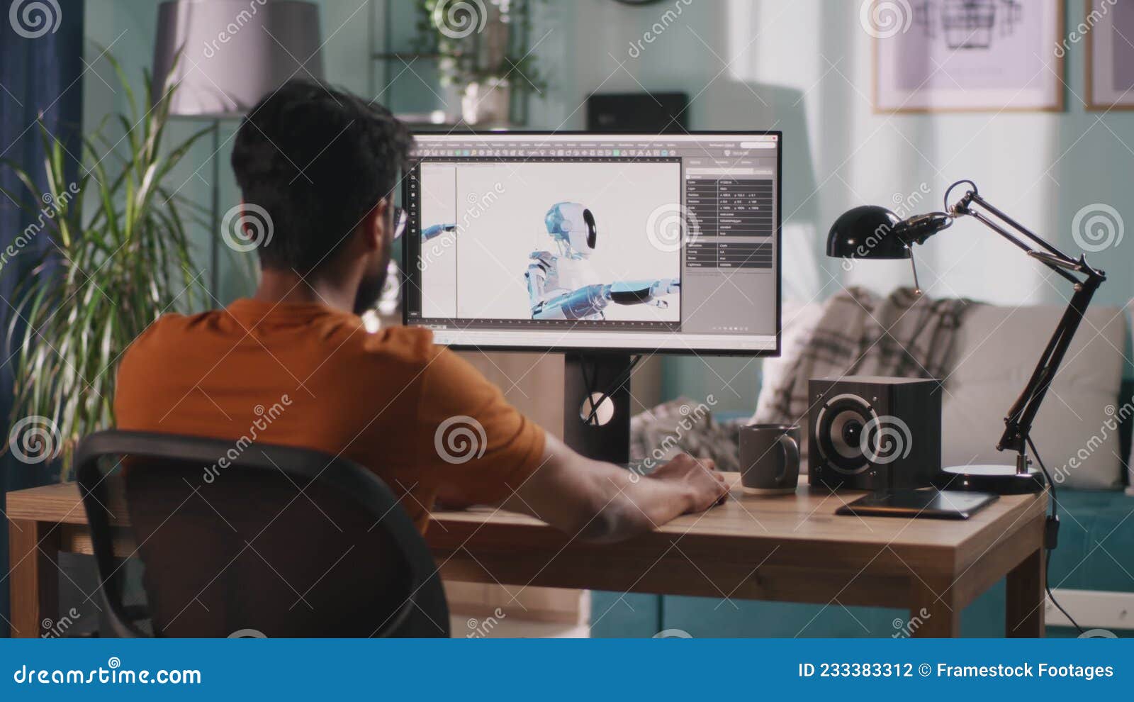 Male Developer Creating 3D Model Stock Footage - Video of computer ...