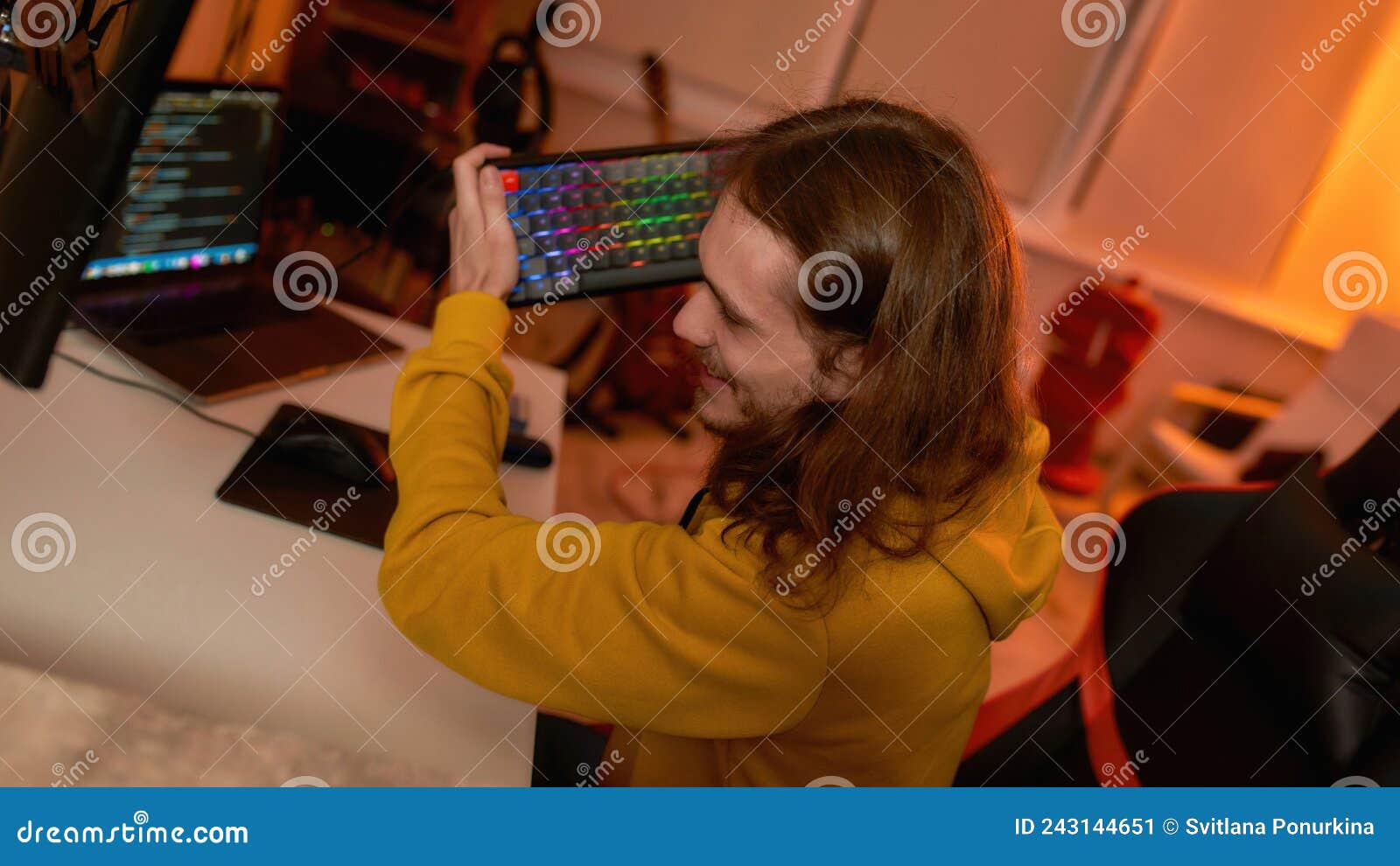 It Developer Hold Computer Keyboard and Program Stock Image - Image of ...