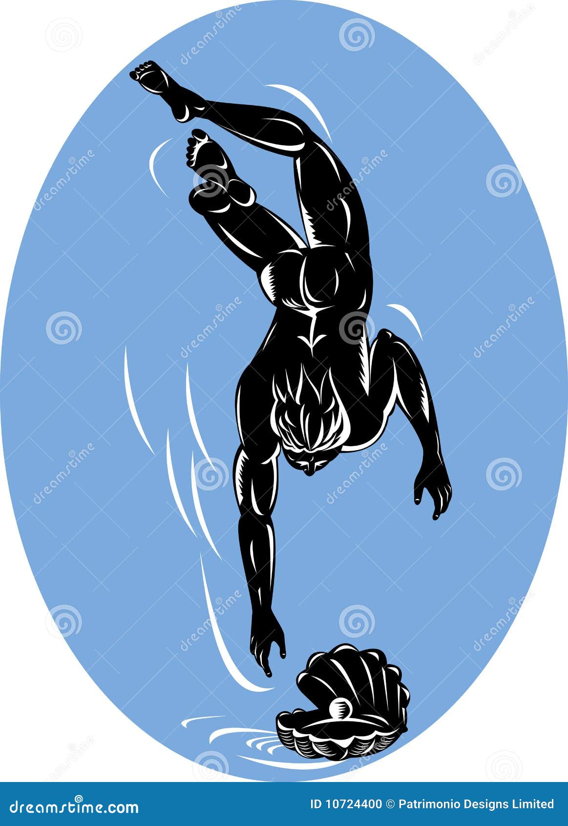 Pearl Diver Under The Sea Cartoon Vector | CartoonDealer.com #95820041