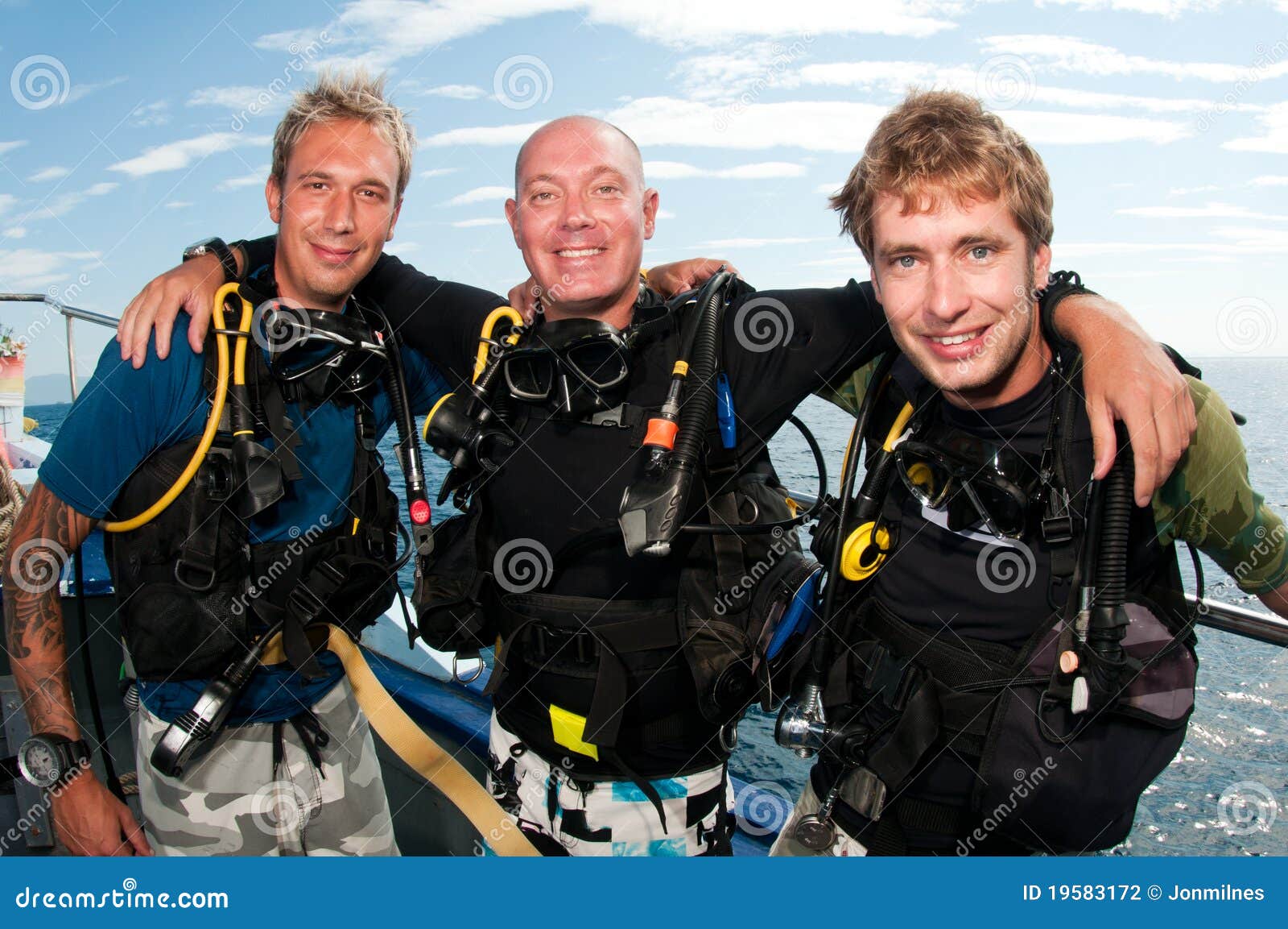 Male Divers Scuba Dive Together Stock Photo - Image of scuba, portrait ...