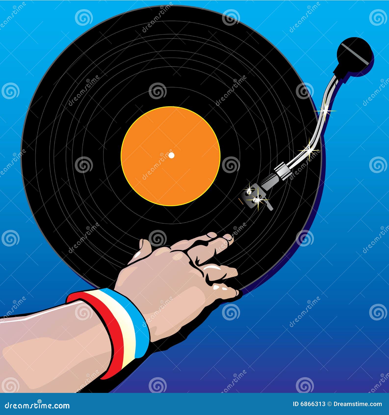 Male DJ Hand Spinning Vinyl Vector Illustration Stock Vector ...