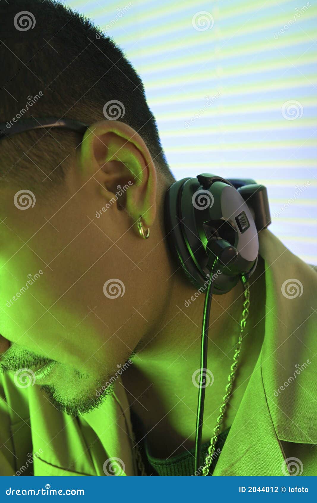 Male DJ with headphones. stock photo. Image of audio, party - 2044012