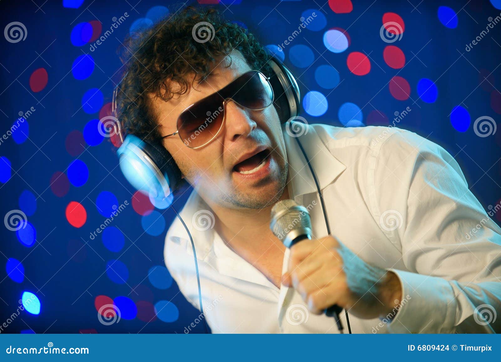 Male DJ with microphone stock photo. Image of fashion - 6809424