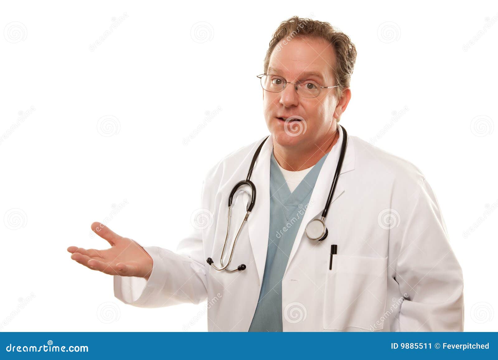 Male Doctor with Concerned Look on White Stock Image - Image of nurse ...