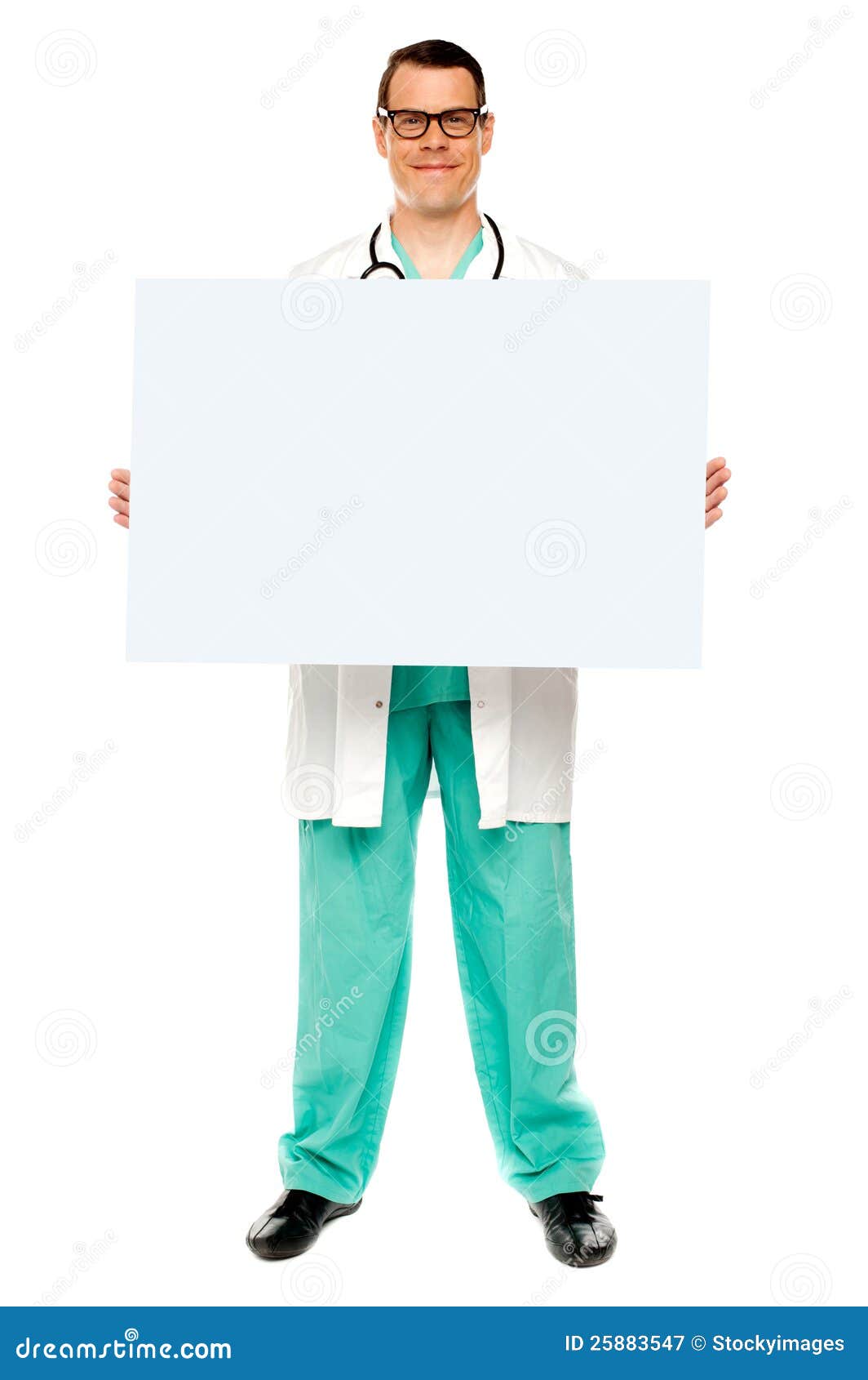 Male Doctor Displaying White Advertising Board Stock Image - Image of ...