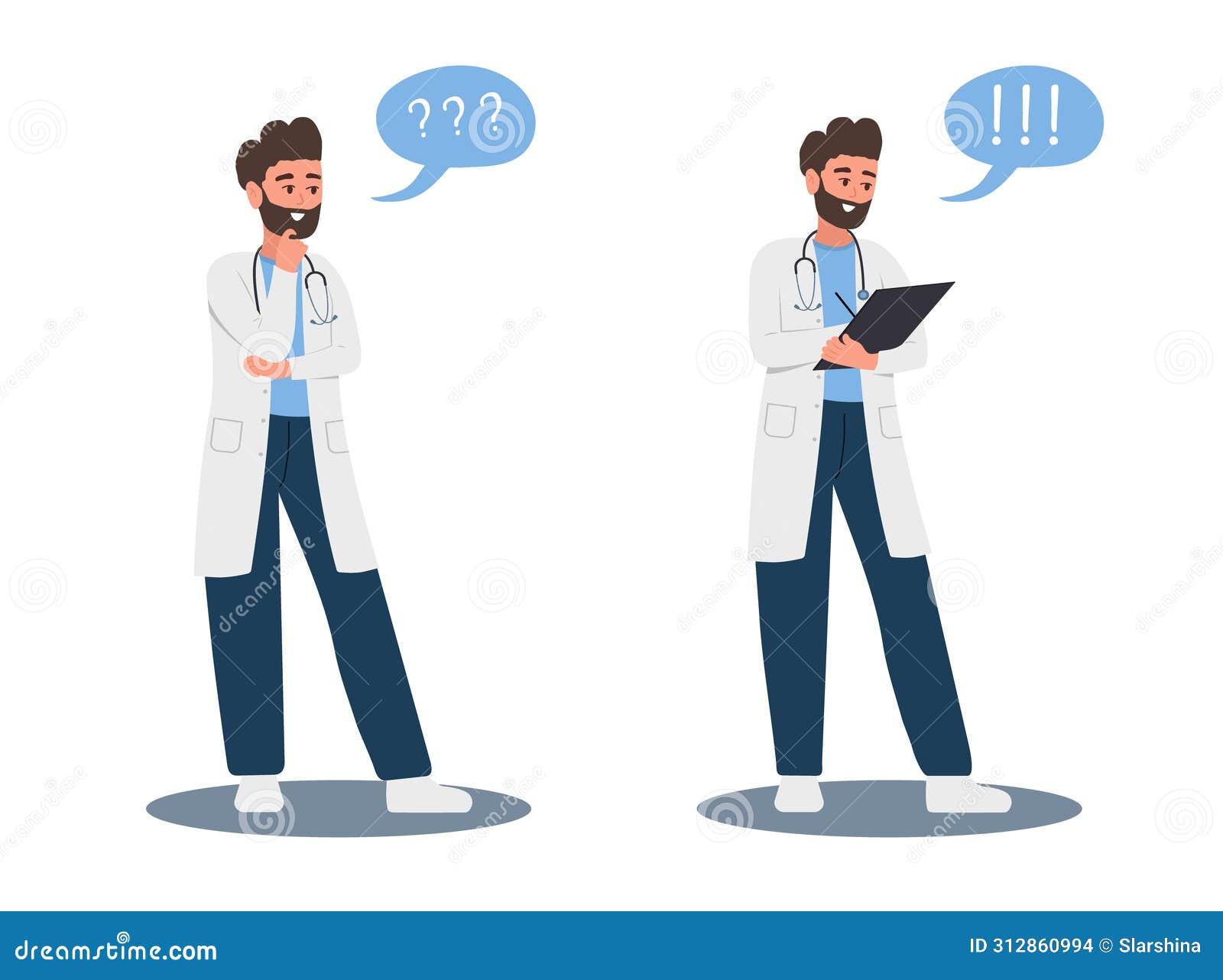 Male Doctor in Doubt. Thinking Man in Uniform with Question Mark ...