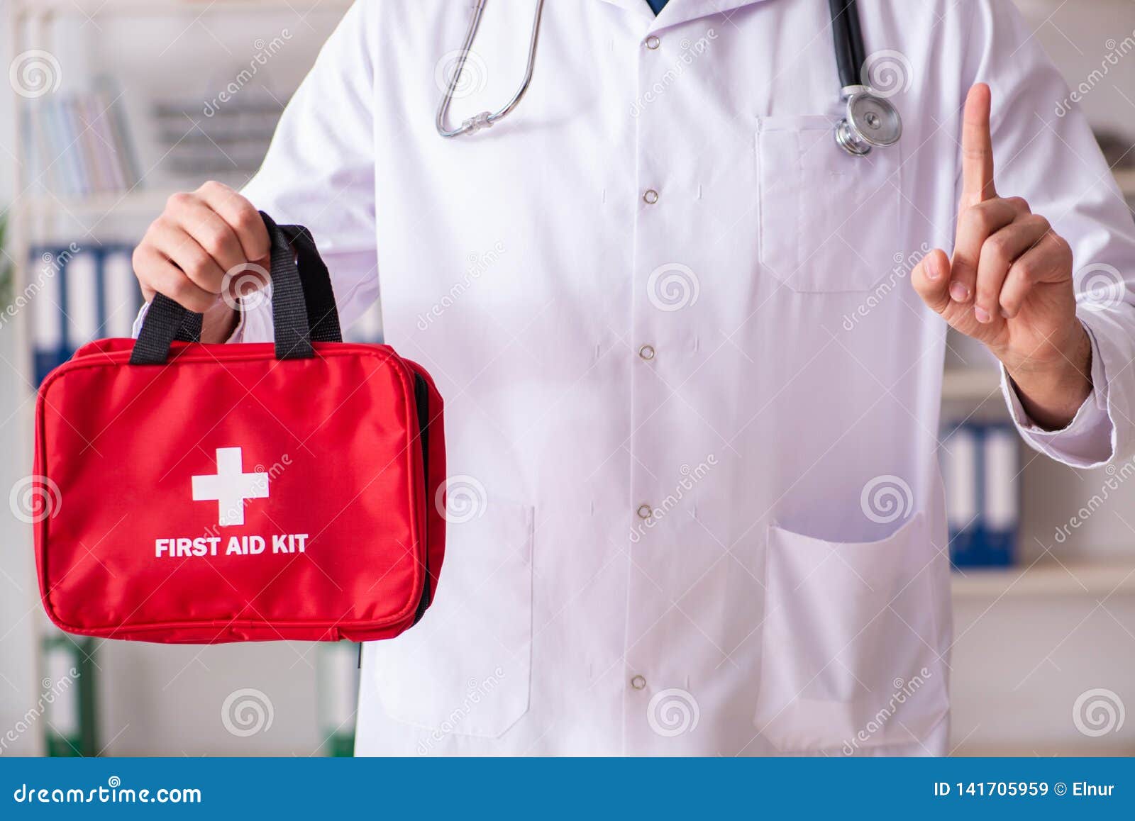 The Male Doctor with First Aid Bag Stock Image - Image of examining ...
