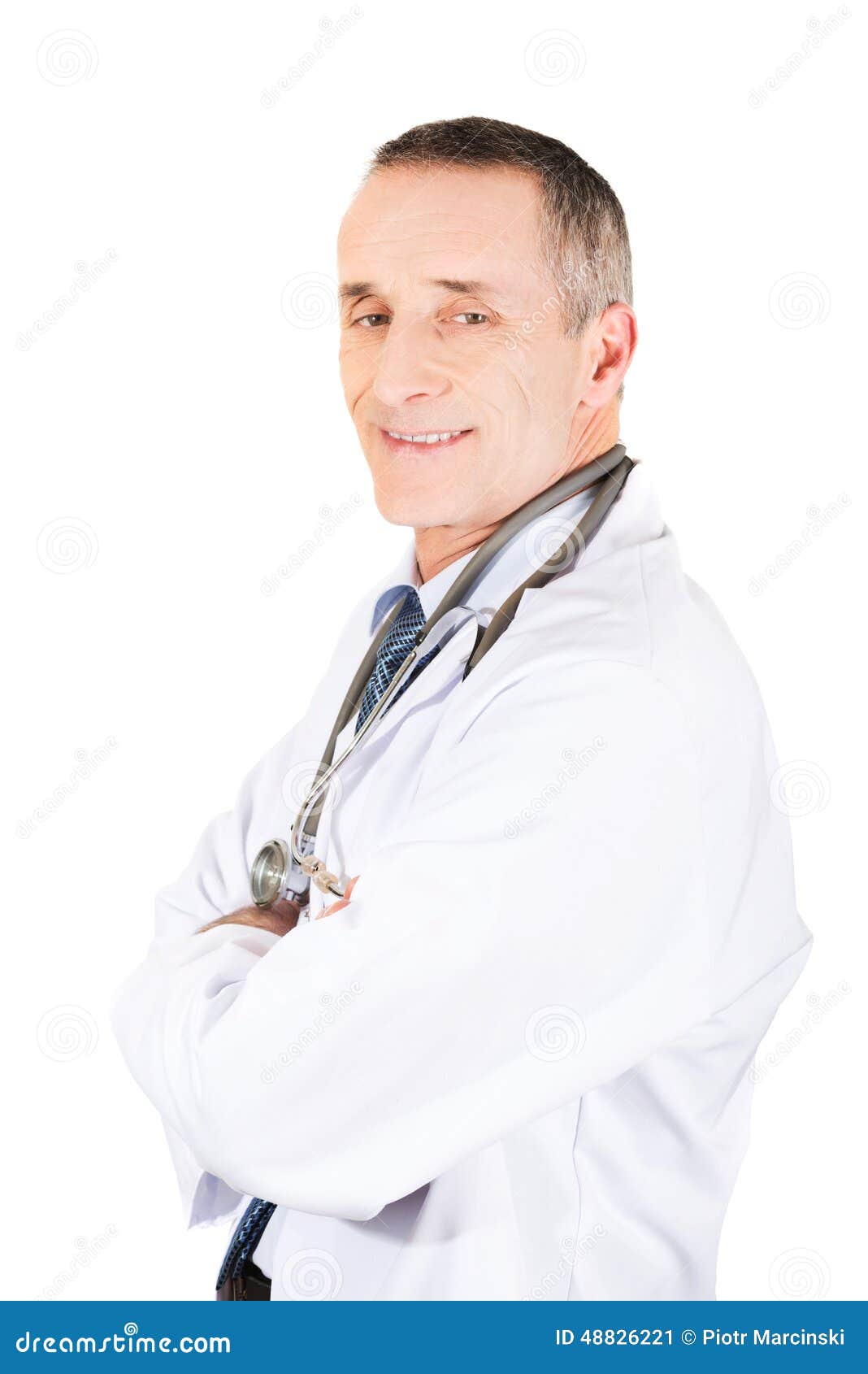 Male Doctor with Folded Arms Stock Image - Image of care, background ...