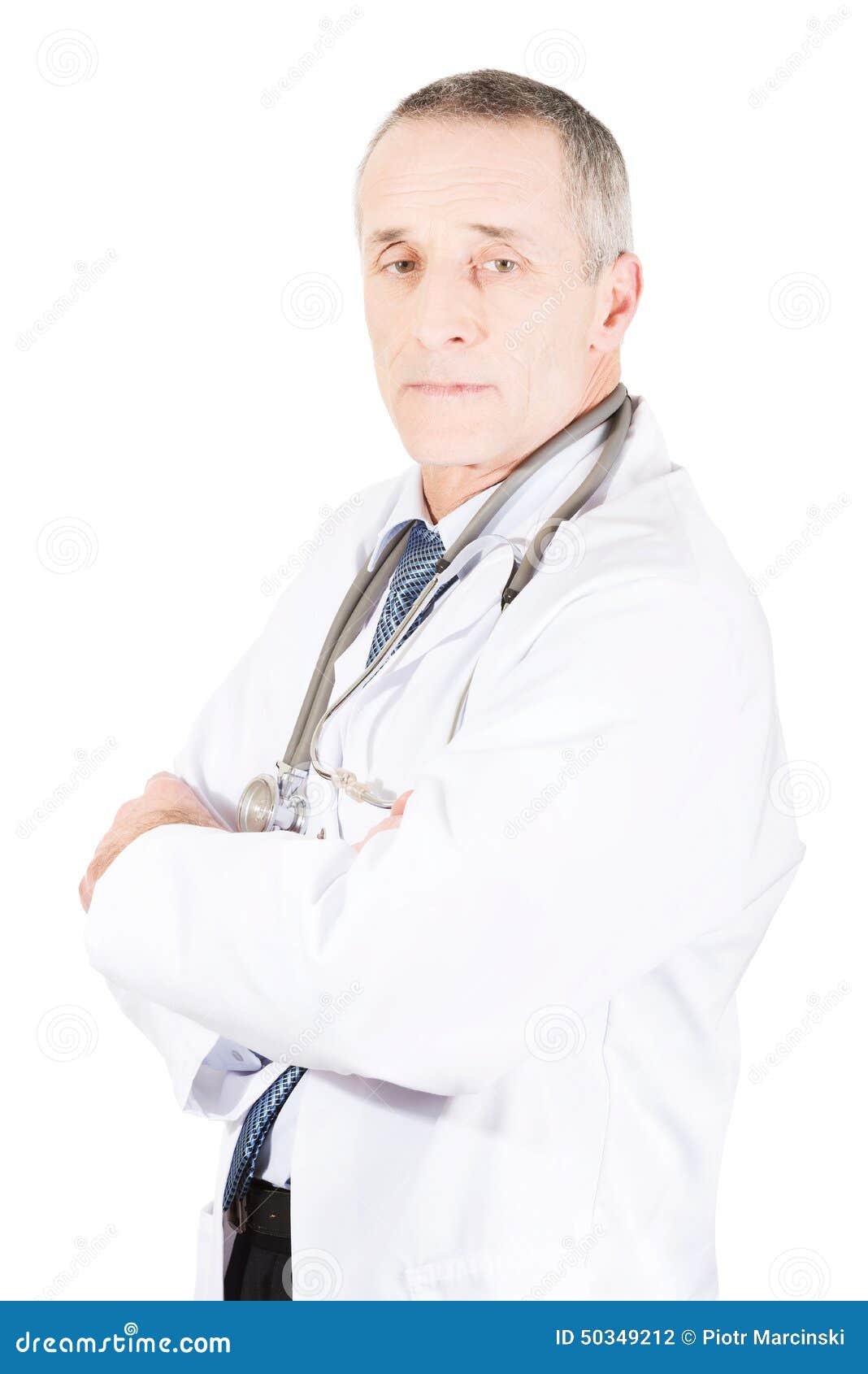 Male Doctor with Folded Arms Stock Photo - Image of doctor, isolated ...