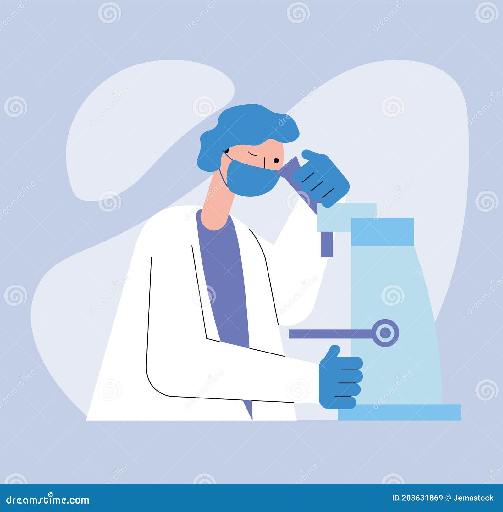 Male Doctor Laboratory Using Microscope Stock Vector - Illustration of ...