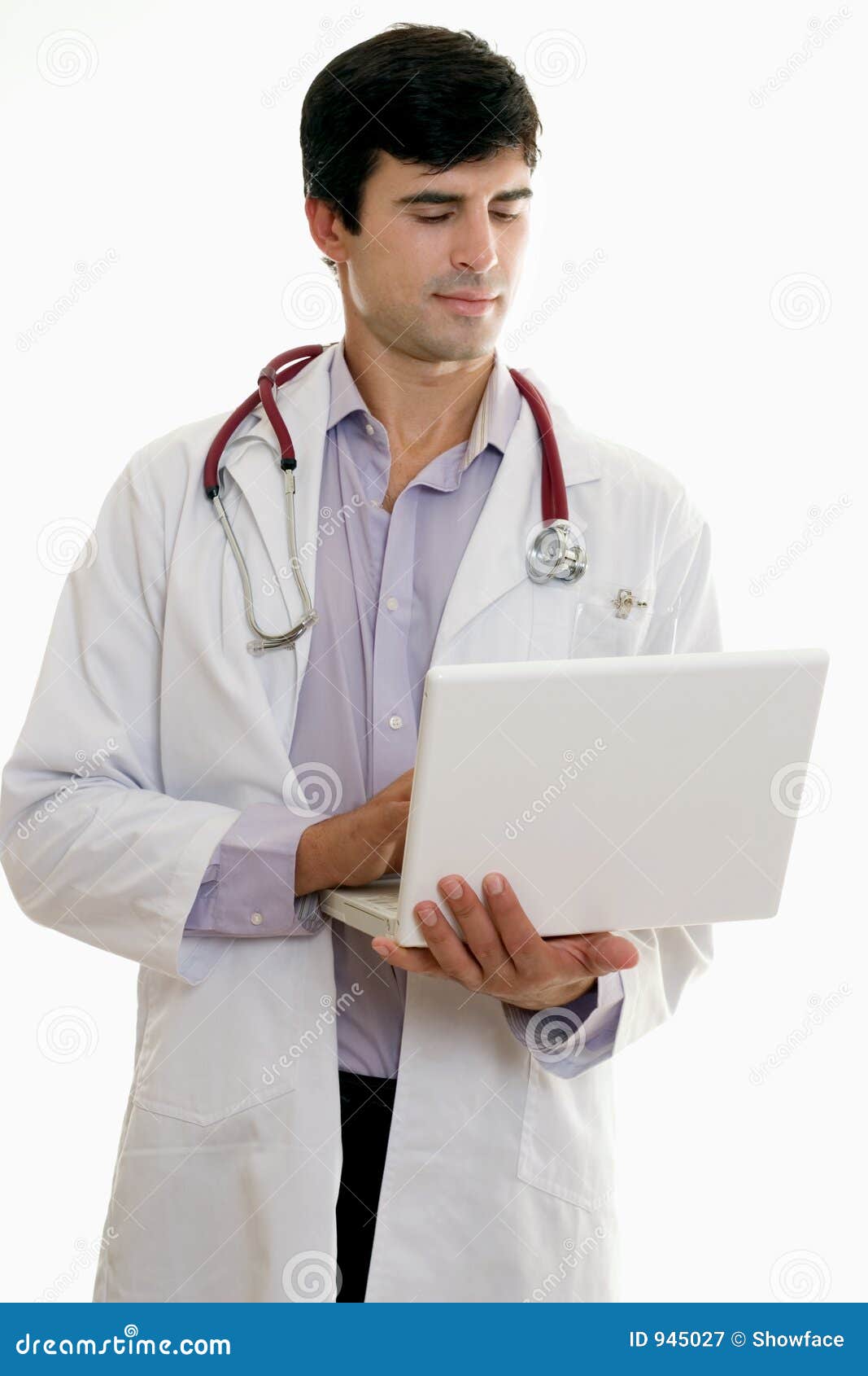 Male Doctor with Laptop Computer Stock Image - Image of information ...