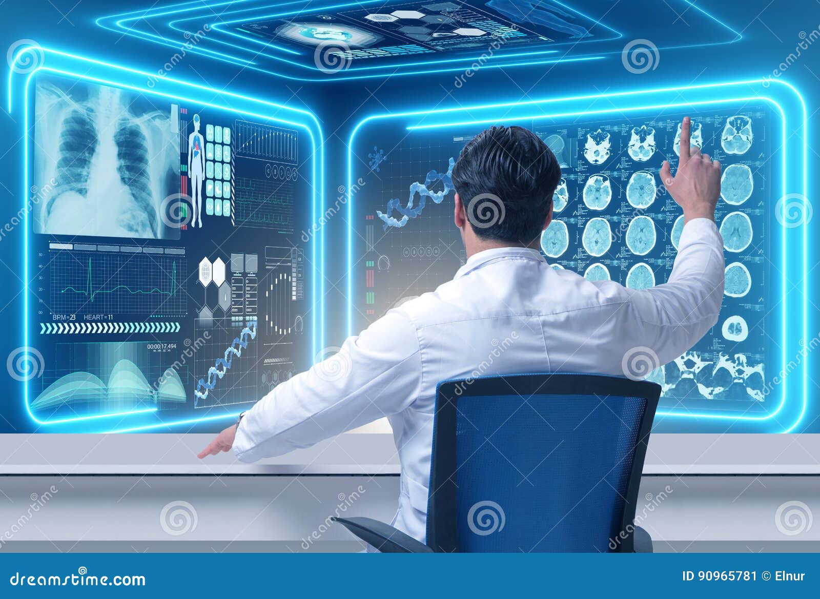 The Male Doctor Looking at Mri Scans Stock Image - Image of physician ...