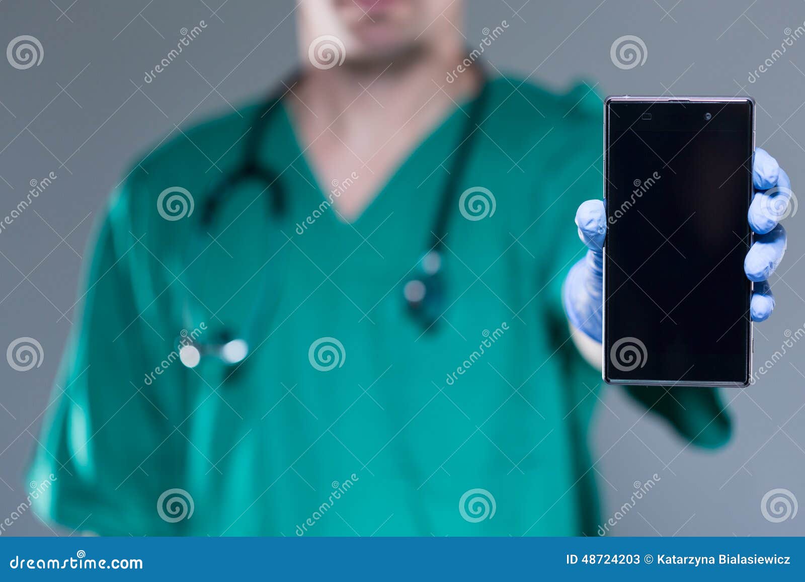 Male Doctor with Mobile Phone Stock Image - Image of grey, practicing ...