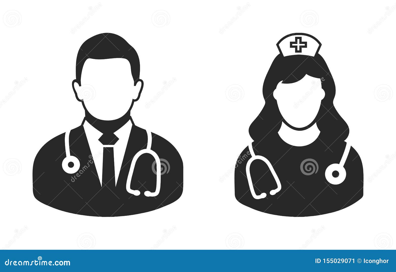 Male Doctor and Nurse Icon. Stock Vector - Illustration of male ...