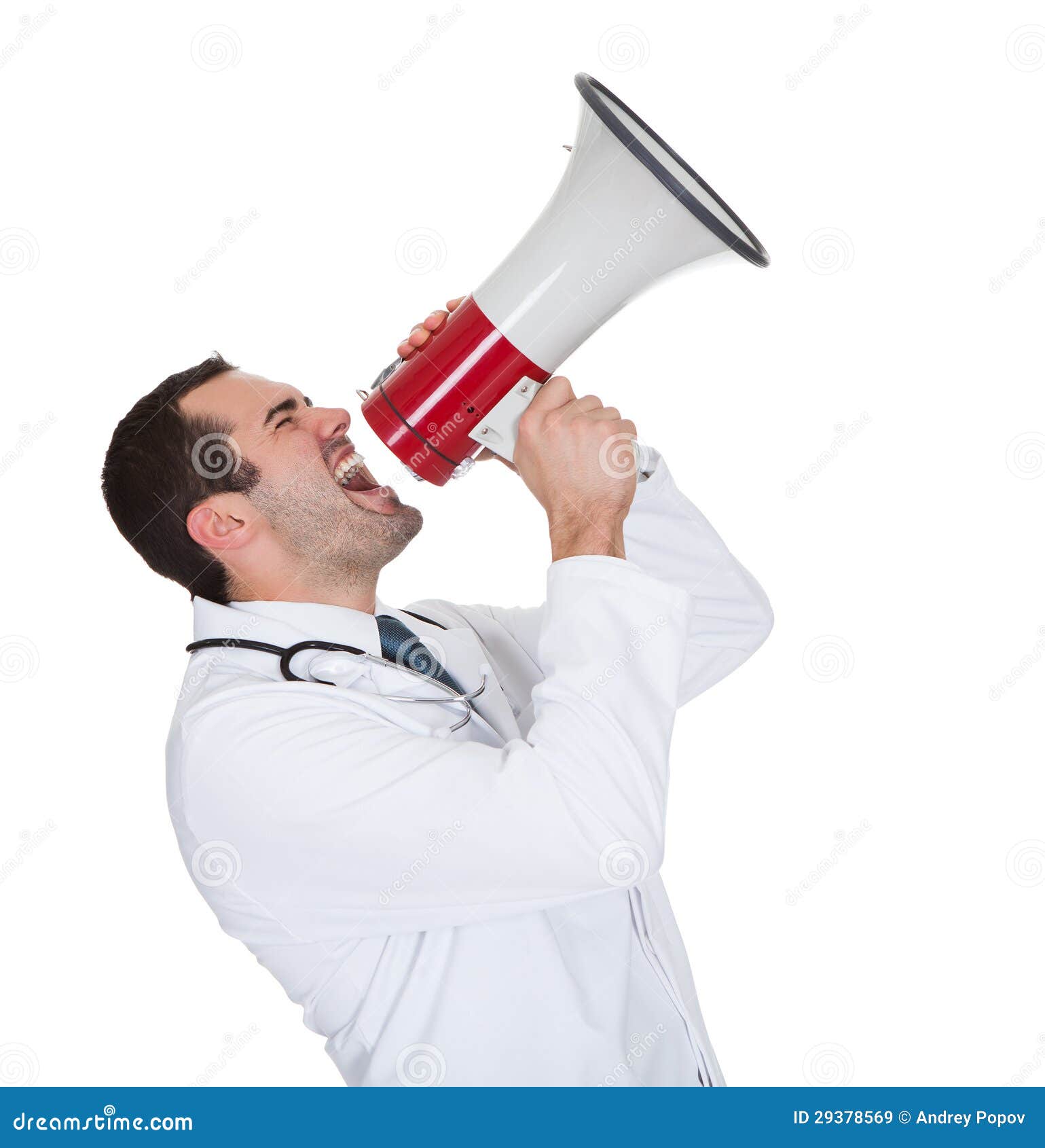Male Doctor Shouting in Megaphone Stock Image - Image of portrait, hold ...