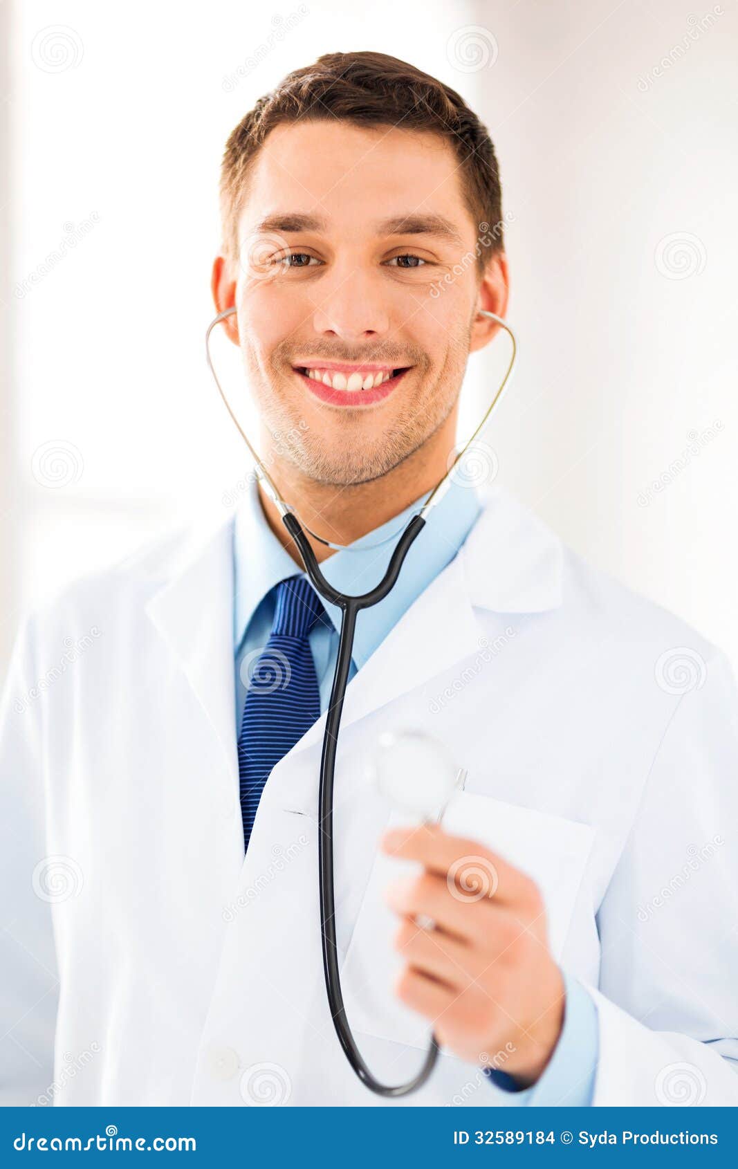 Male Doctor with Stethoscope Stock Photo - Image of male, hands: 32589184