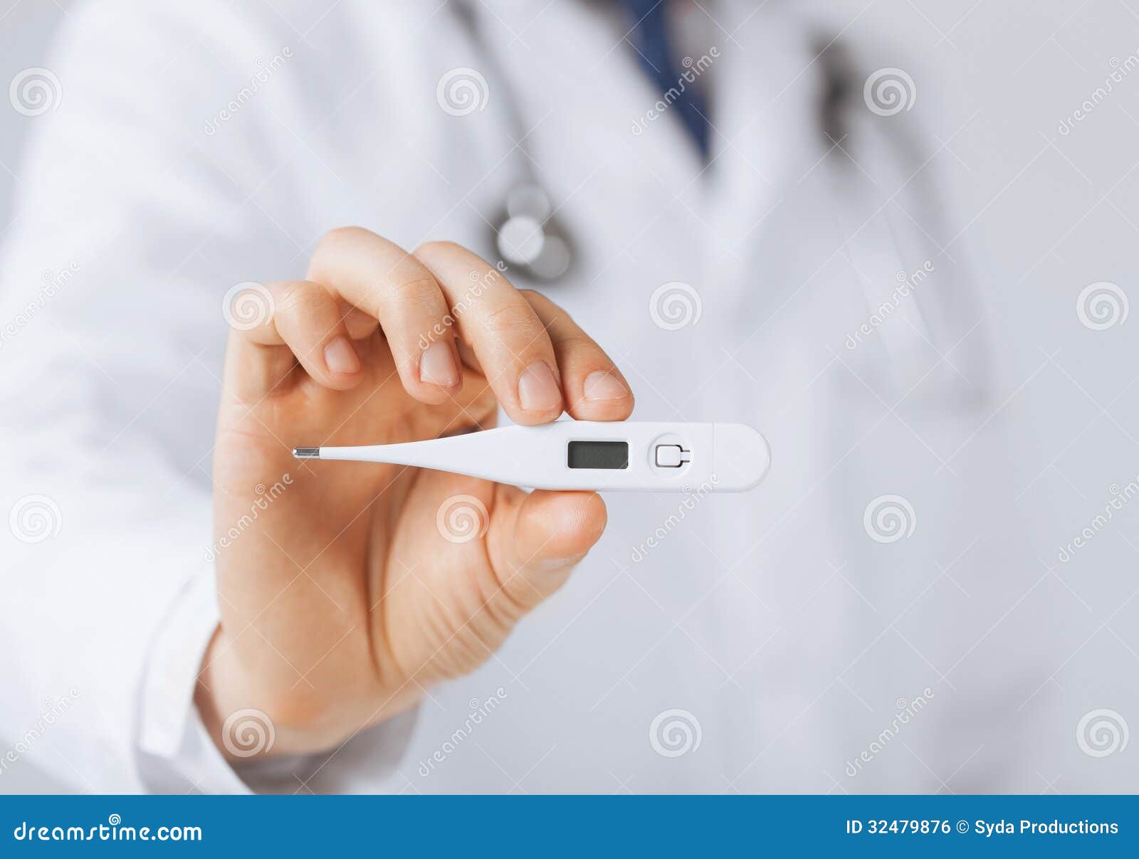 Male Doctor with Thermometer Stock Photo - Image of concept, digital ...