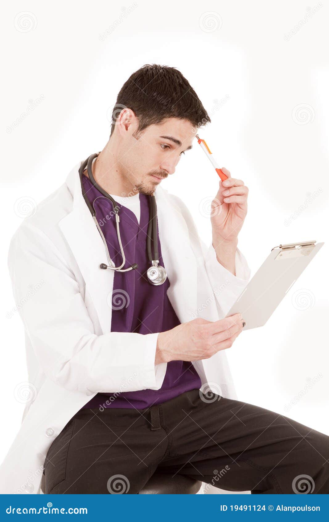 Male doctor thinking stock photo. Image of nurse, adult - 19491124