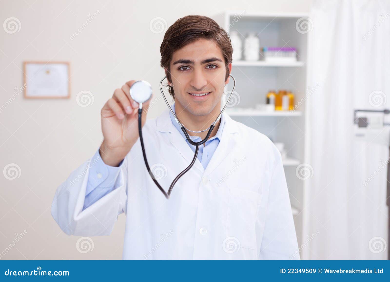 Male Doctor Using Stethoscope Stock Image - Image of clinical ...