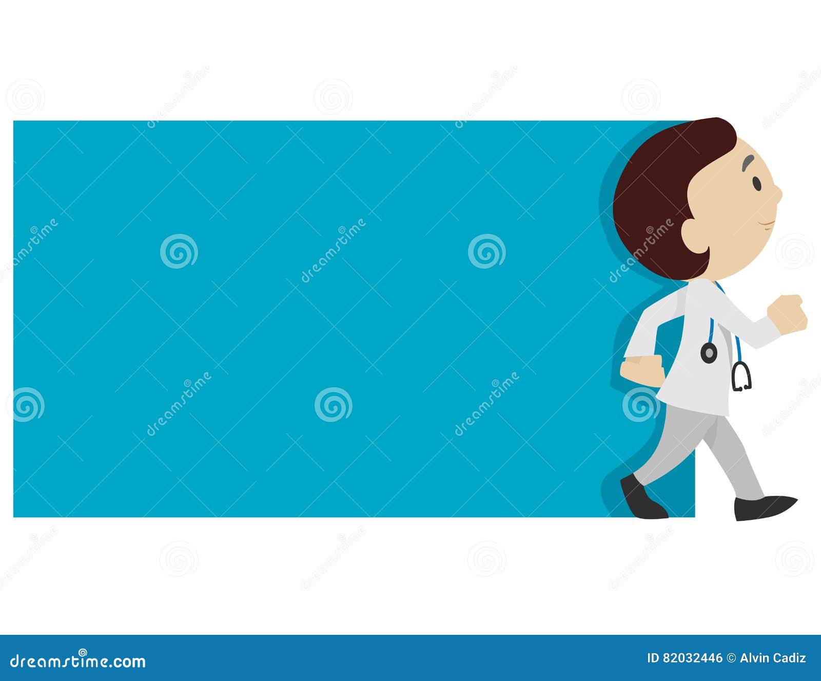 Male Doctor Walking with Blank Board Stock Vector - Illustration of ...