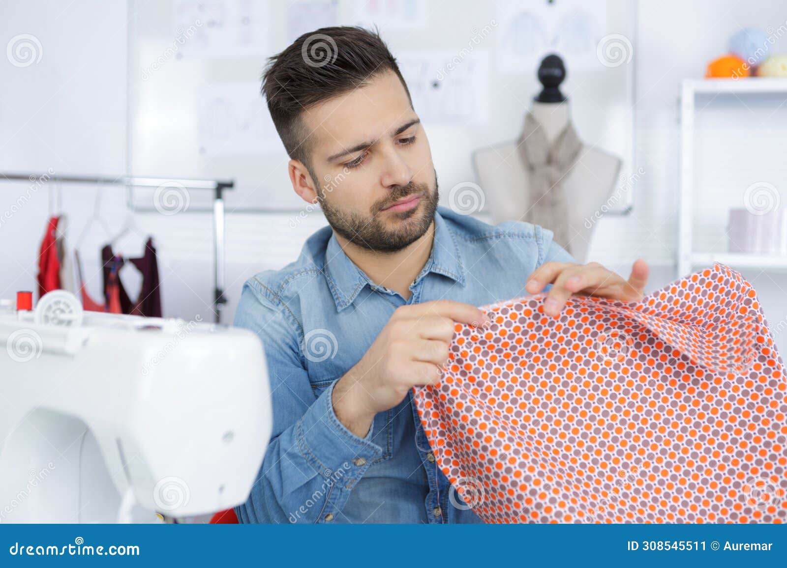 Male dressmaker at work stock image. Image of dresser - 308545511