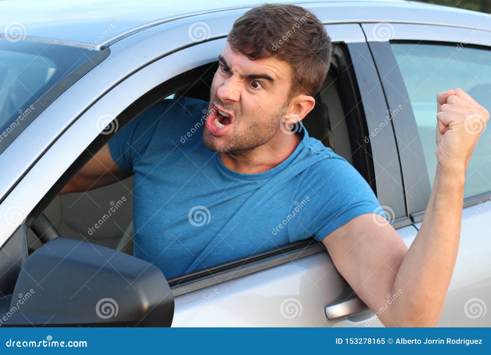 Male Driver Arguing with Someone Stock Image - Image of fury, attack ...