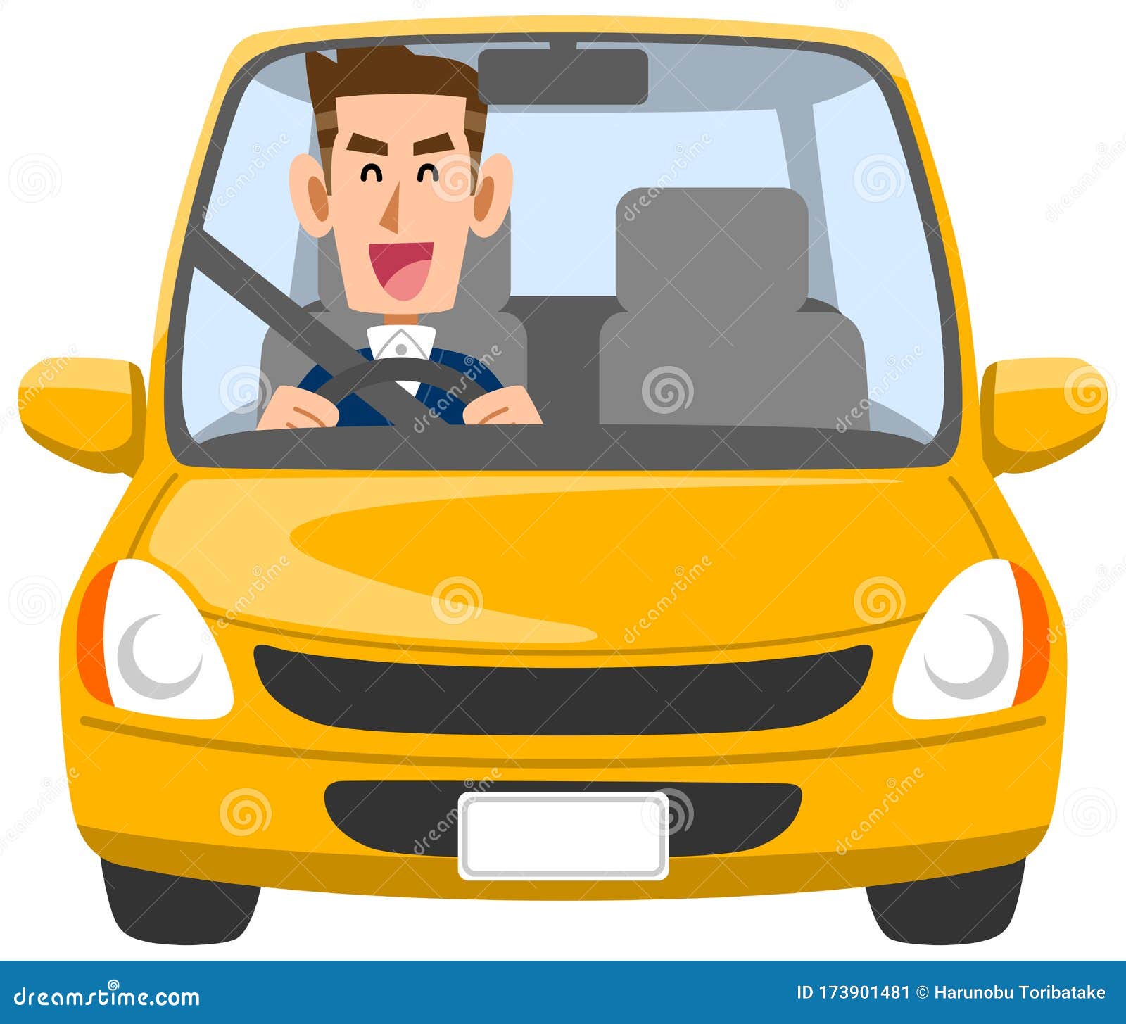 Male Driver Driving with a Smile Stock Vector - Illustration of flat ...