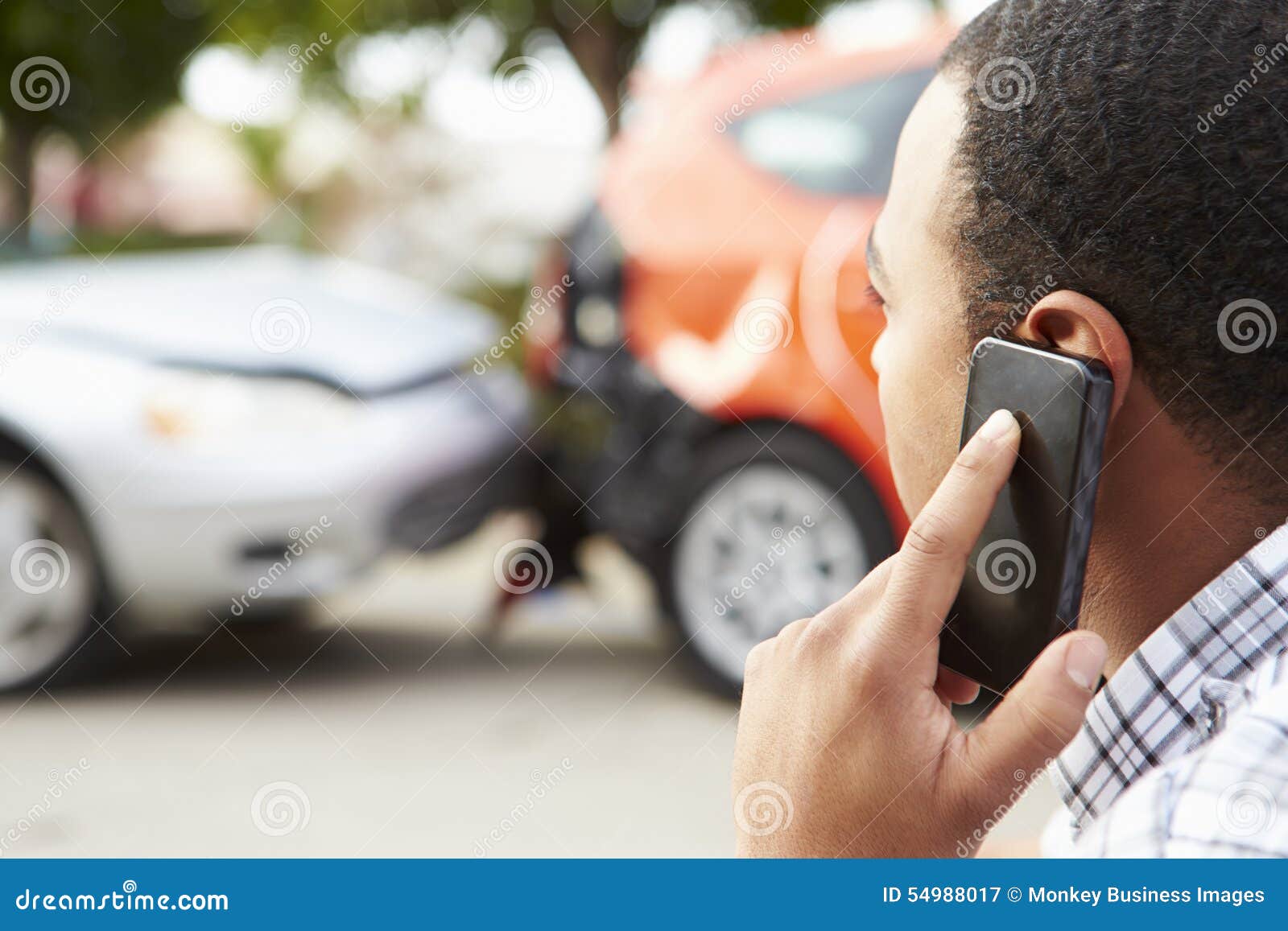 Male Driver Making Phone Call after Traffic Accident Stock Image ...