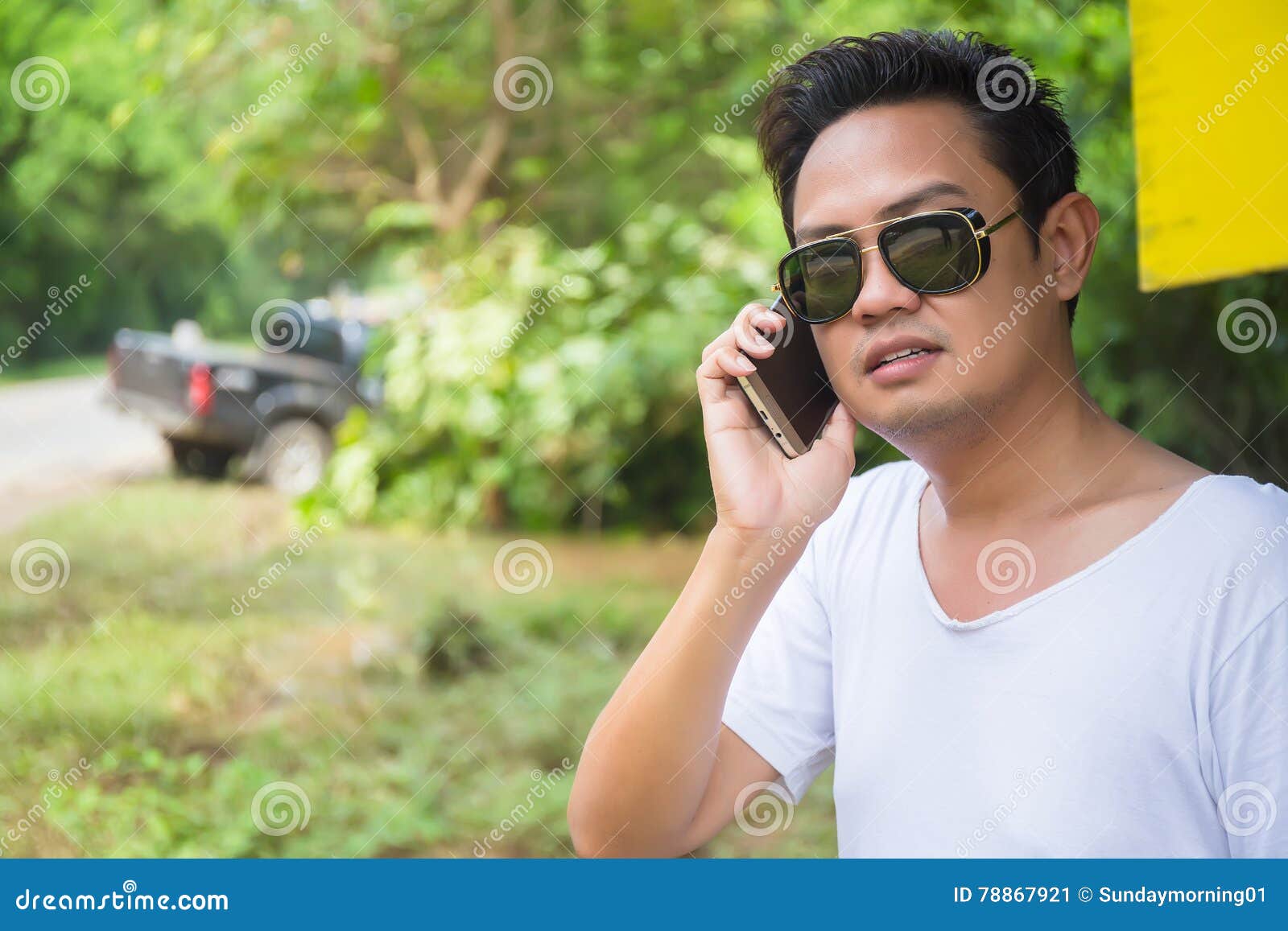 Male Driver Making Phone Call after Traffic Accident Stock Image ...