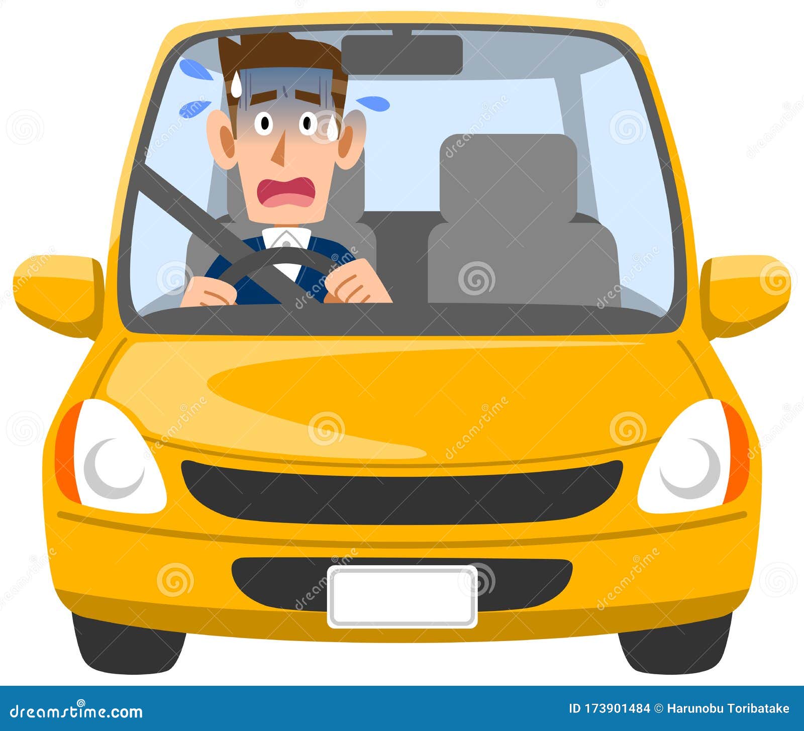 The Image of a Male Driver Notices Danger Stock Vector - Illustration ...