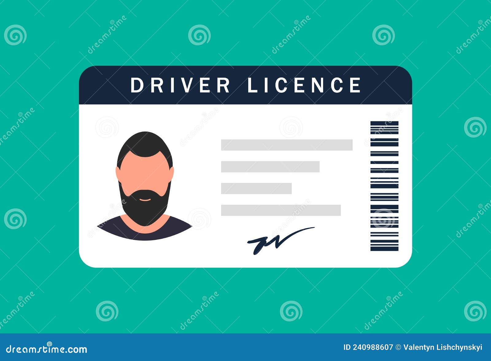 Male Driver`s License, Identity Card, Personal Data. Vector ...
