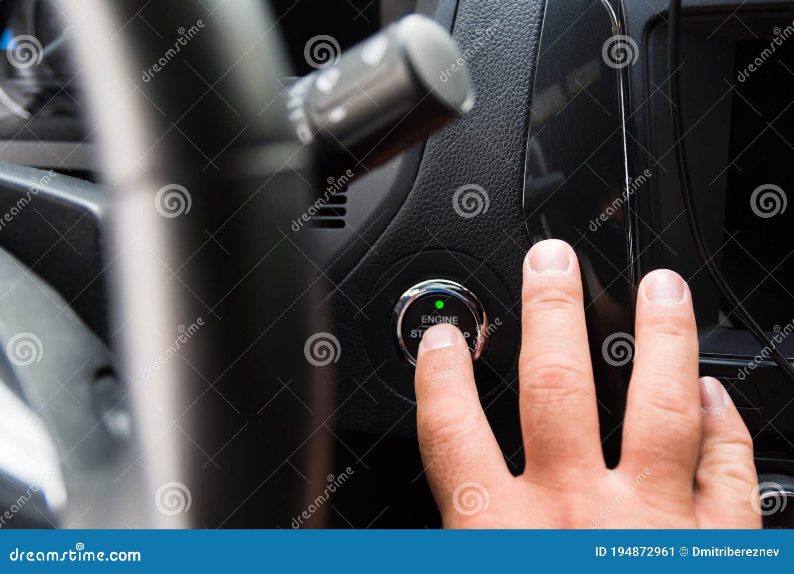 The Male Driver Starts the Engine of His Car with Keyless Access. the ...