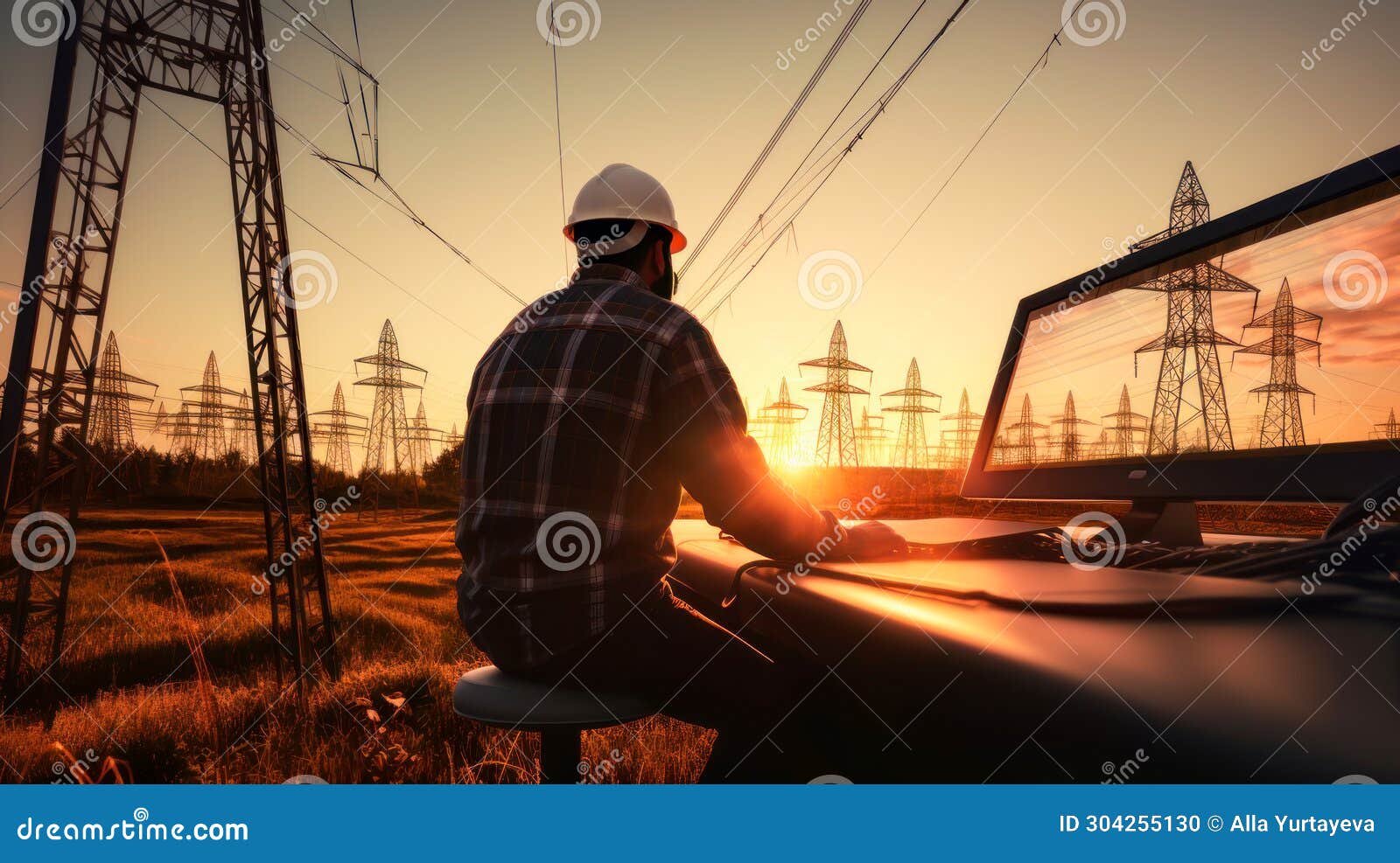 Electrician Engineers High Voltage Line Stock Photo - Image of ...