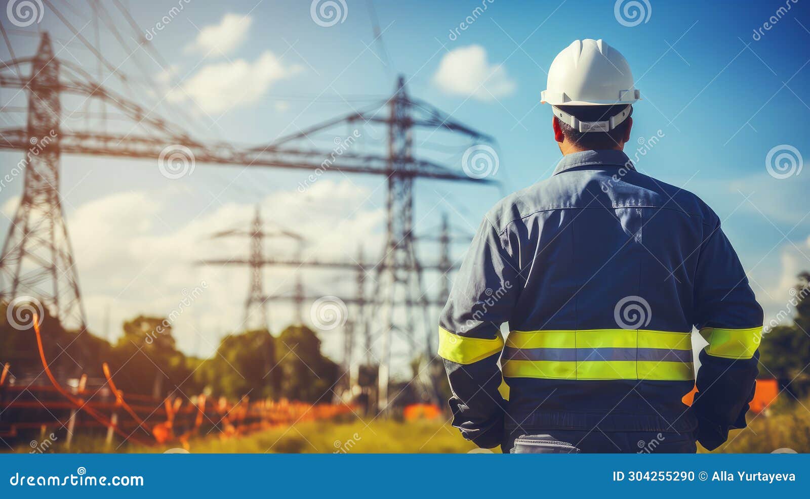 Electrician Engineers High Voltage Line Stock Photo - Image of install ...