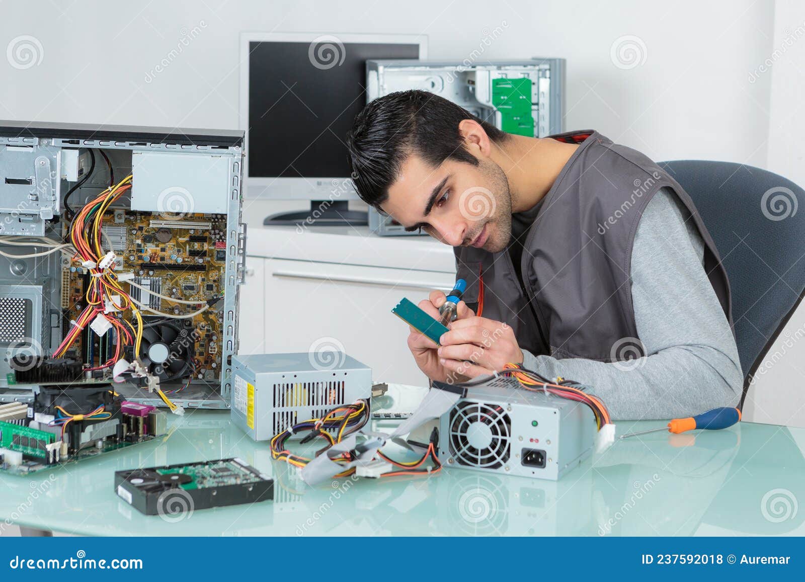 Male Electrical Equipment Assembler Stock Photo - Image of work, wiring ...