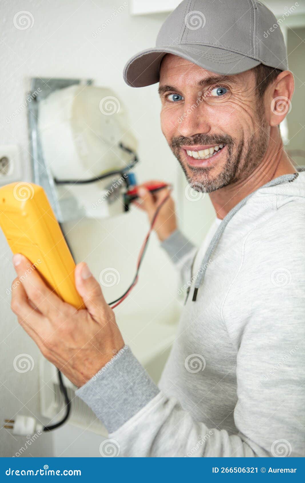 Male Electrician Checking Device with Digital Multimeter Stock Image ...