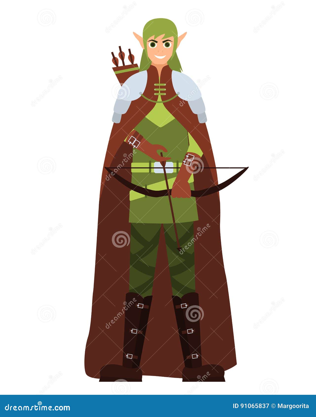 Male elf with a bow stock vector. Illustration of fantasy - 91065837