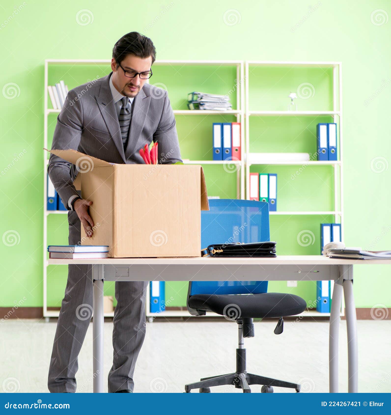 Male Employee Collecting His Stuff after Redundancy Stock Image - Image ...