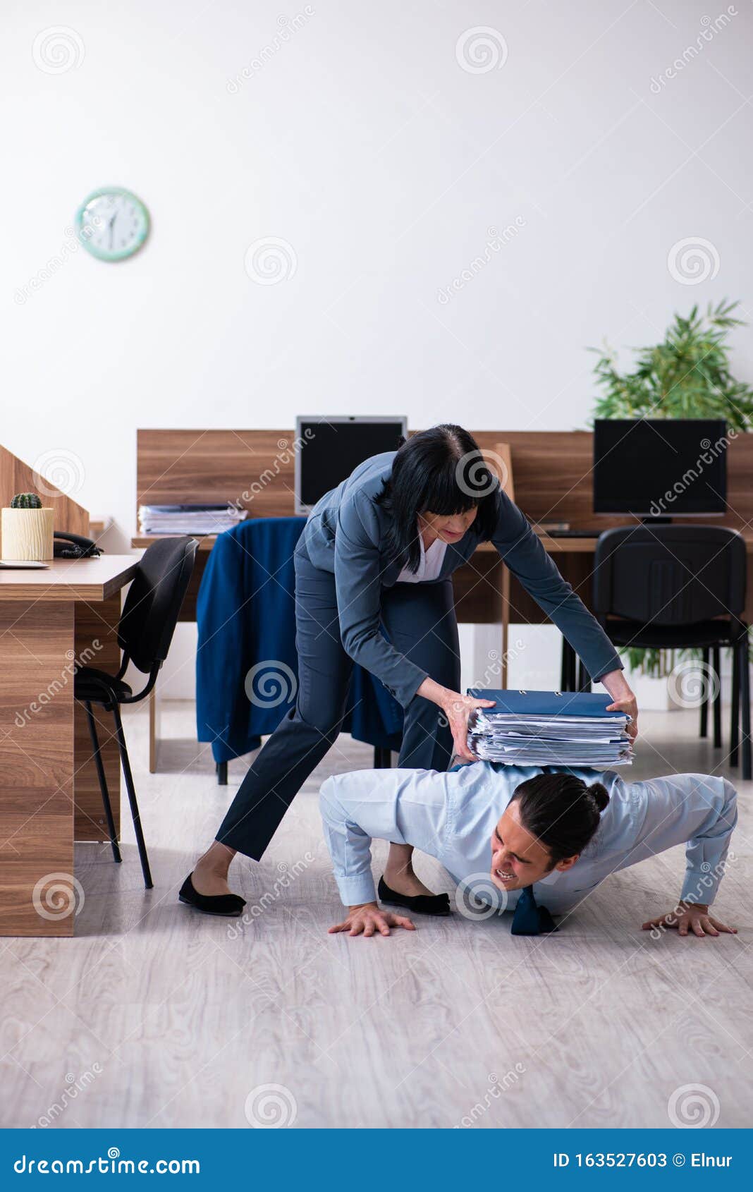 Male Employee Doing Sport Exercises in the Office Stock Image - Image ...