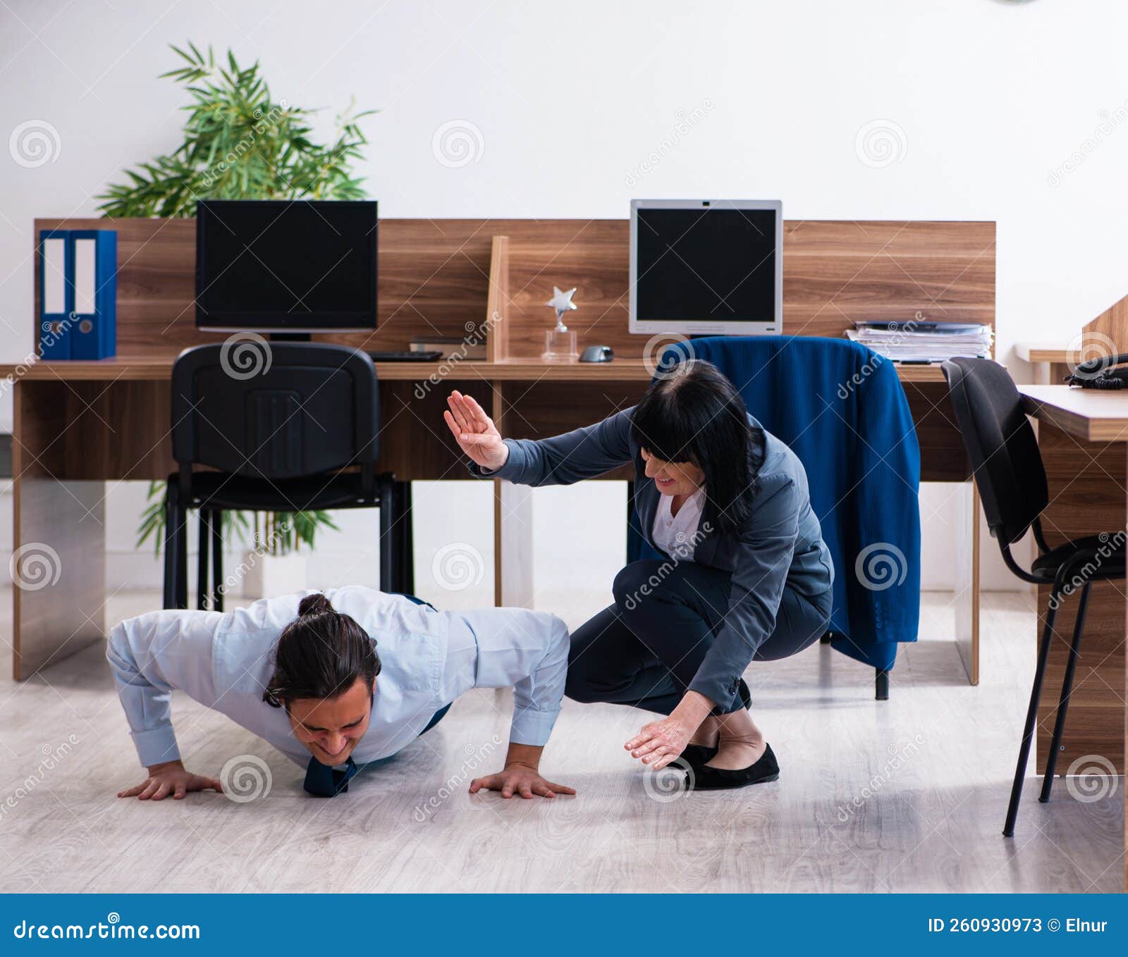 Male Employee Doing Sport Exercises in the Office Stock Image - Image ...