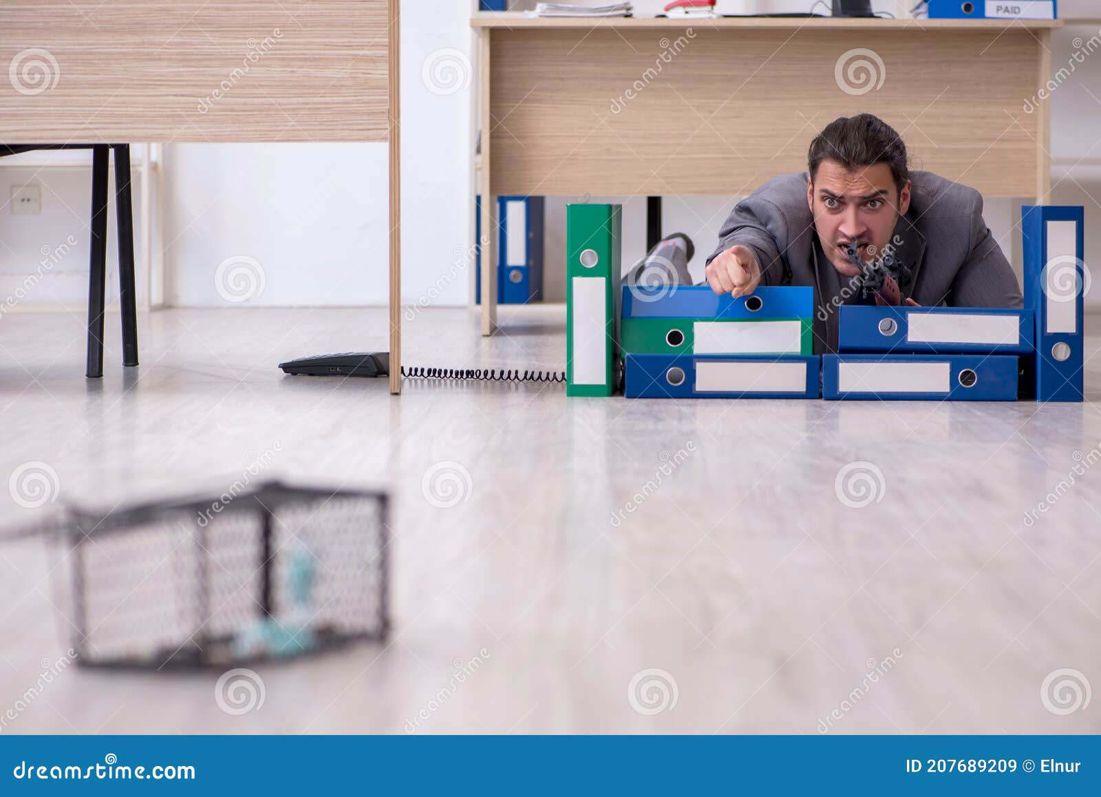 Young Male Employee and Mousetrap in the Office Stock Image - Image of ...